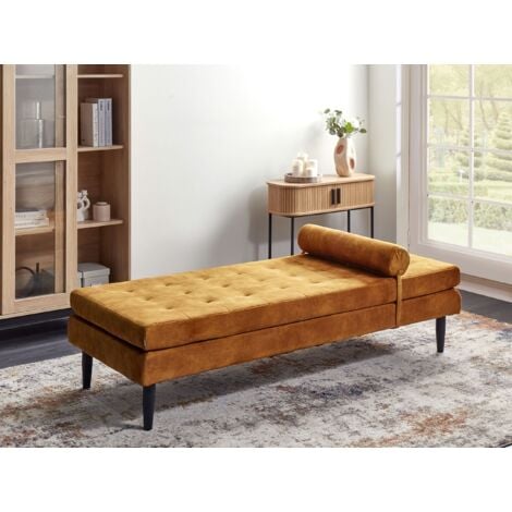 Velvet Chaise Longue Living Room Furniture Modern Style Yellow Ussel