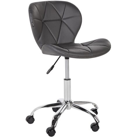 Desk Chair VALETTA Faux Leather Graphite Grey