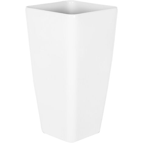 Modern Tall Flower Pot Outdoor Indoor Planter Stone 30x30x57 cm White Modi