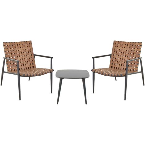 Bistro Set ZIRIA PE Rattan Brown
