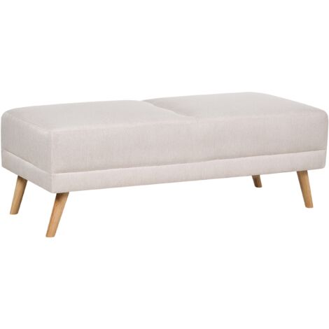 Long Ottoman Rectangular Bed End Bench Footstool Padded Beige Florli
