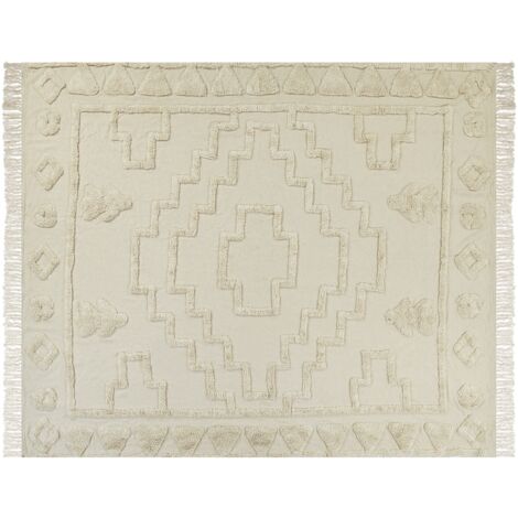 Cotton Blanket Tufted Pattern with Tassels Boho Style Bed Throw 220x240 ...