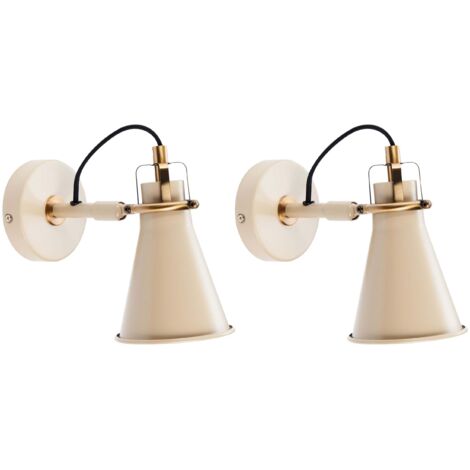 Set of 2 Wall Lamps MOYOLA Adjustable Metal Beige