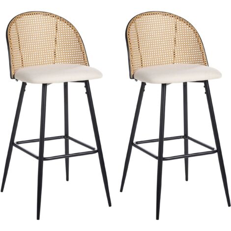Set of 2 Bar Chairs CORNELL Metal Black