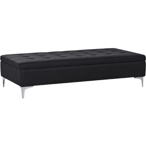 Modern Ottoman Rectangular Footstool with Storage Graphite Grey ...
