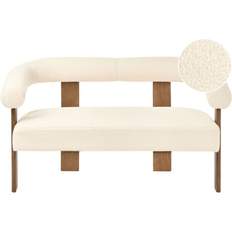 Sofa 2 Seater ILBRO Boucle Off-White/ Dark Brown