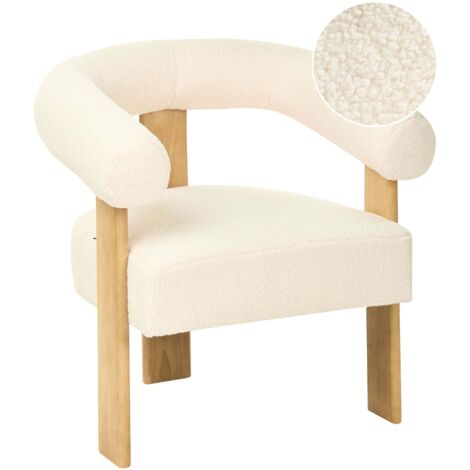 Armchair ILBRO Boucle Off-White/ Light Brown