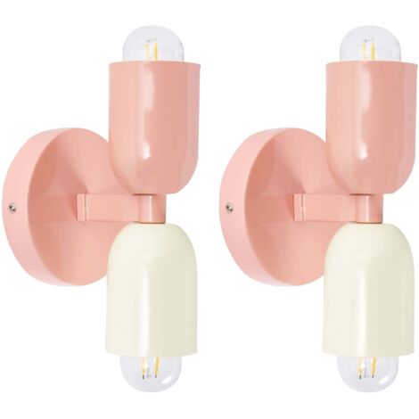 Set of 2 Wall Lamps TOPI Metal Pastel Pink