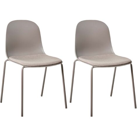 Set of 2 Conference Chairs Polyester Seat Plastic Backrest Iron Legs ...