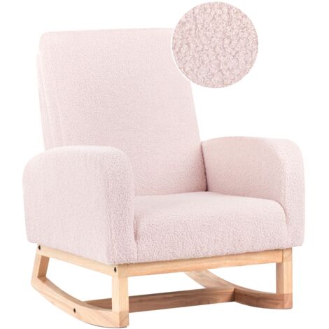 Kids Rocking Chair NORBY Boucle Pastel Pink