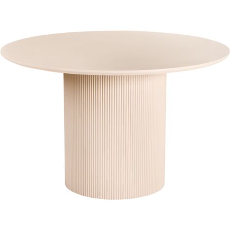 Modern Dining Table Round ⌀ 120 cm Industrial Ribbed Leg MDF Light Beige Newell