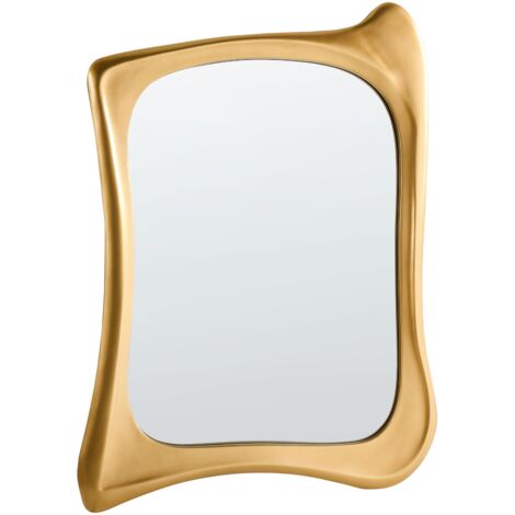 Wall Mounted Irregular Shape Mirror PU Glass MDF 65 x 94 cm Gold Concarneau