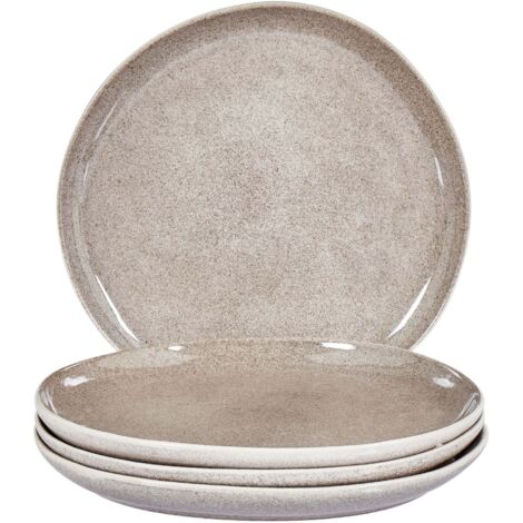 Set of 4 Dinner Plates COSTMARY Stoneware Grey