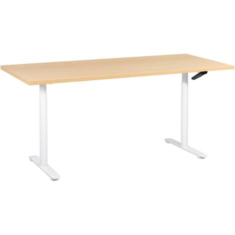 Manually Adjustable Standing Desk Modern Office Round Feet 180 x 72 cm ...
