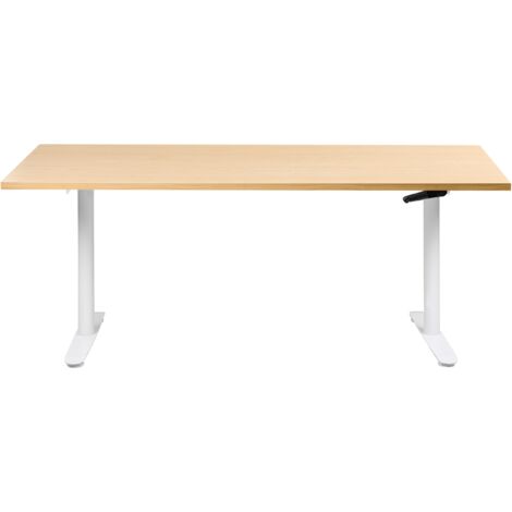 Manually Adjustable Standing Desk Modern Office Round Feet 180 x 72 cm ...