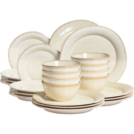 Set of 24 Dinnerware CHERVIL Stoneware Light Beige