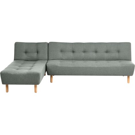 Modular Corner Sofa Bed 4 Seater ALSTEN Fabric Green Right Hand