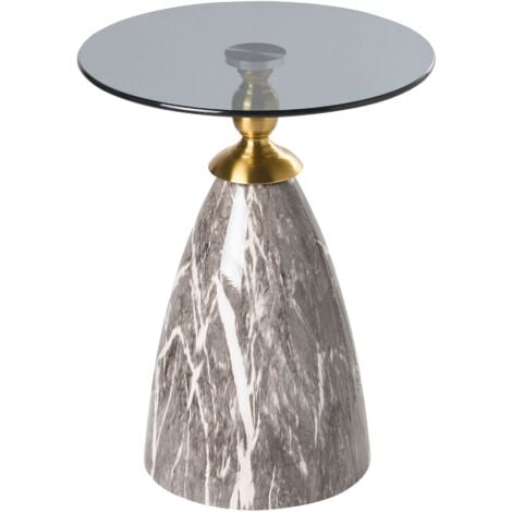 Round Metal Side Table Small Coffee Table Glamour Style Marble Effect ...