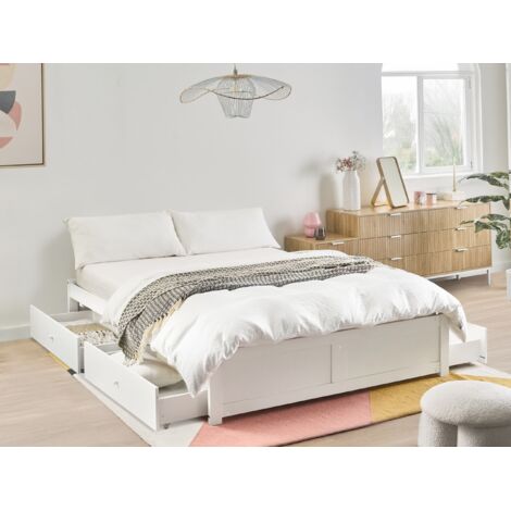 Bed with Storage Drawers without Headboard BRUX 180 x 200 cm (EU Super ...