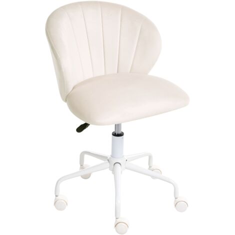 Desk Chair Office Swivel Off-White Velvet Height Adjustable CHEERFUL
