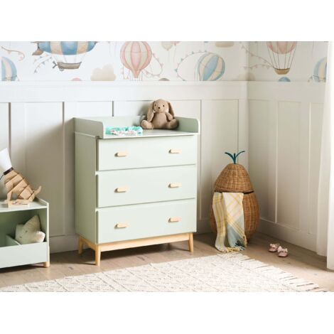 Changing Table Dresser Light Green MDF Pine Wood Legs with Drawers ...