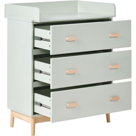 Changing Table Dresser Light Green MDF Pine Wood Legs with Drawers ...