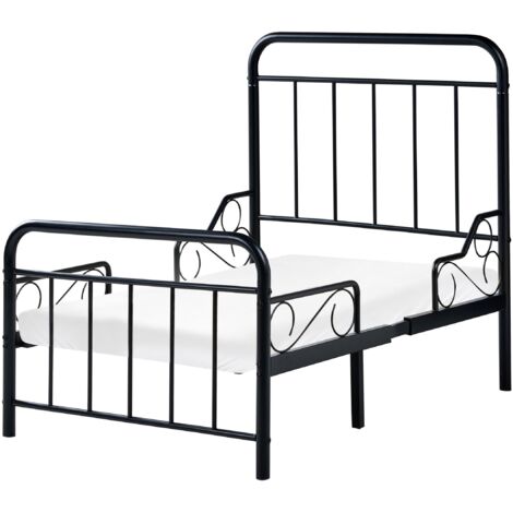 Extendable Bed Black Iron EU Single Size 3ft 90 x 130/160/200 cm with ...