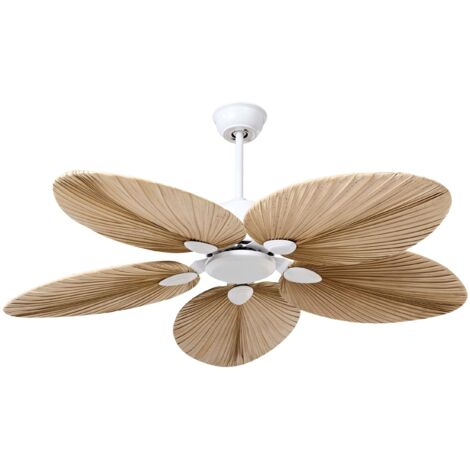 Ceiling Fan Natural Palm Leaf Remote Control Modern Scandinavian Living ...