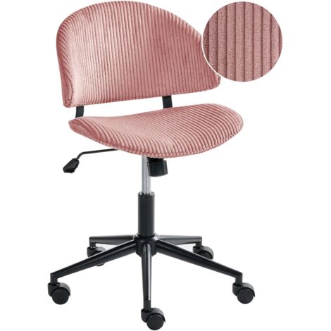 Office Chair Pink Corduroy Seat and Backrest Swivel Desk Computer ...