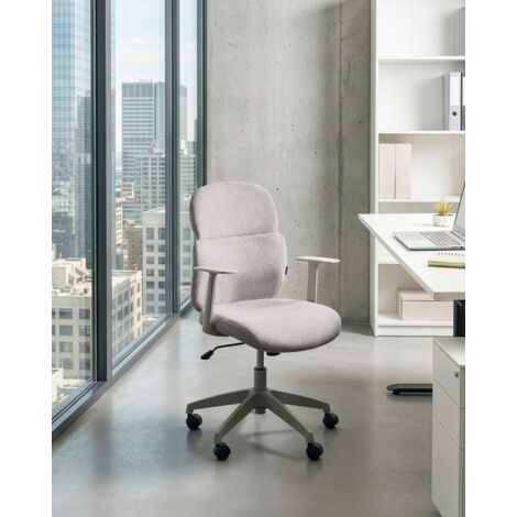 Office Chair Light Grey Fabric Upholstery Swivel Desk Computer ...