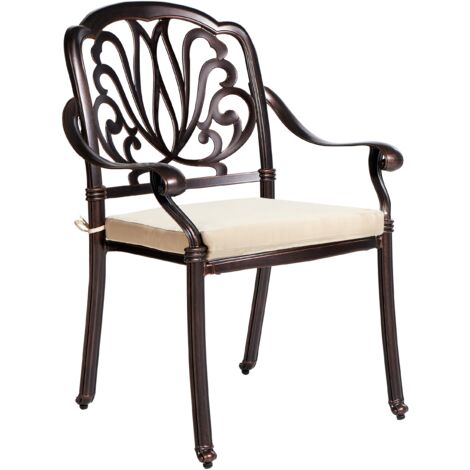 Set of 4 Garden Chairs with Cushions ANCONA Metal Dark Brown