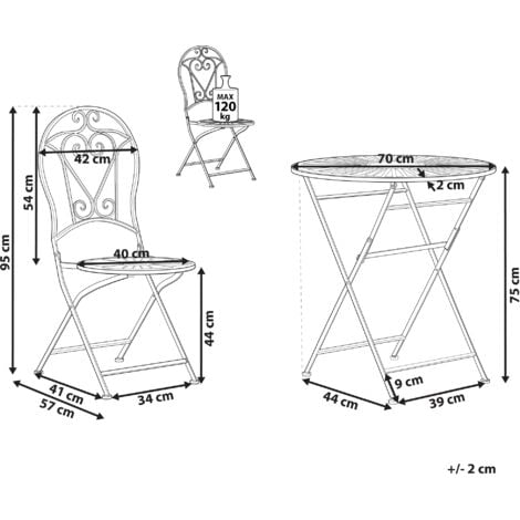 Bistro Set Folding TRENTO Metal Light Green