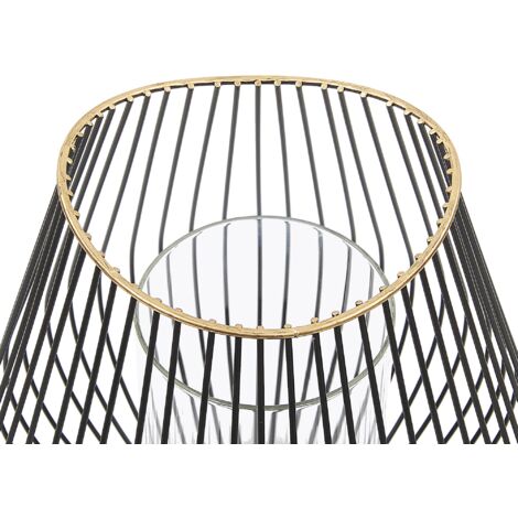 Modern Metal Lantern Black and Golden Candle Holder with Glass Insert ...