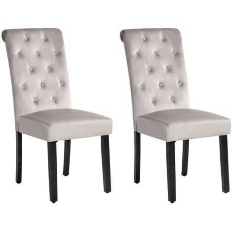 Set of 2 Dining Chairs VELVA Velvet Grey
