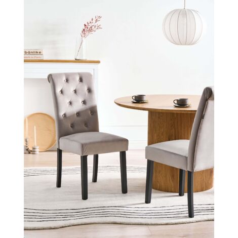 Set of 2 Dining Chairs VELVA Velvet Grey