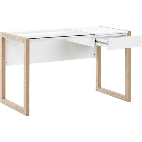 Home Office Desk JENKS White 120 cm 60 cm with Storage