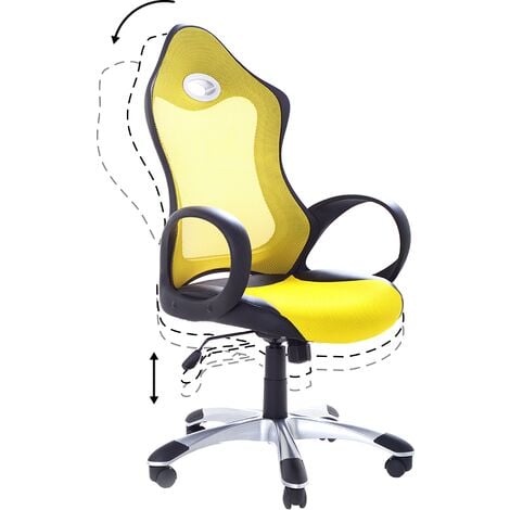 Office Chair Ergonomic Mesh Tilt Mechanism Adjustable Seat Yellow iChair
