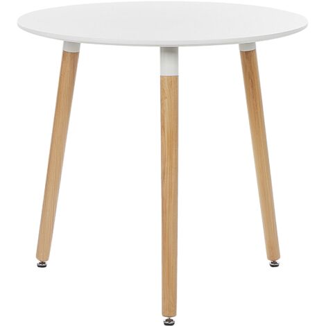 Scandinavian Round Dining Table ⌀ 80 cm 4 Person MDF White Tabletop Boma