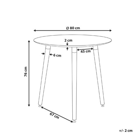 Scandinavian Round Dining Table ⌀ 80 cm 4 Person MDF White Tabletop Boma