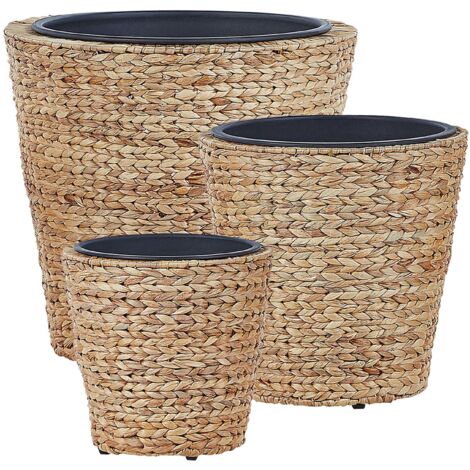 Set of 3 Plant Pots PLAKA Water Hyacinth 29/37/49 cm Natural