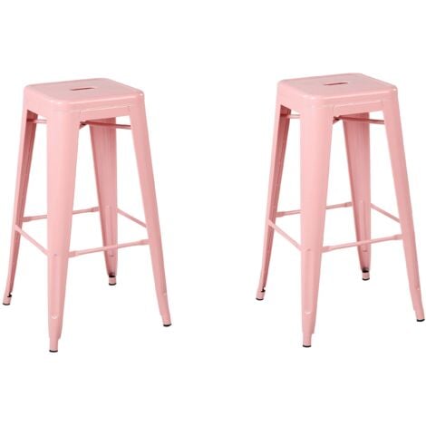 Set of 2 Bar Stools CABRILLO Metal Pink