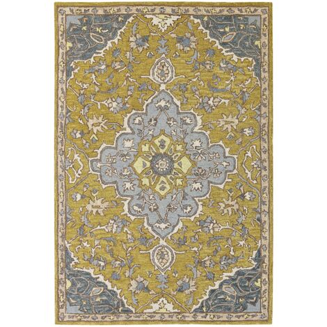 Vintage Orientall Area Rug Living Room Yellow and Blue 140 x 200 cm Mucur