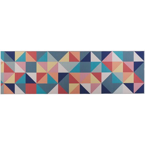 Modern Hallway Runner Rug Geometric Pattern 60 x 200 cm Multicolour ...