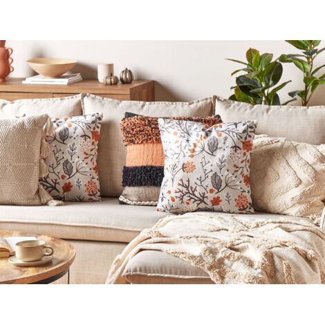 Set of 2 Decorative Cushions MONTBRETIA Velvet 45 x 45 cm Multicolour ...