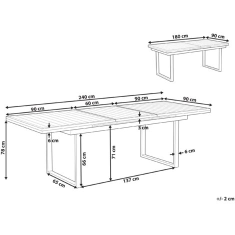Extending Garden Dining Table VALCANETTO 180/240 cm 90 cm Metal Black