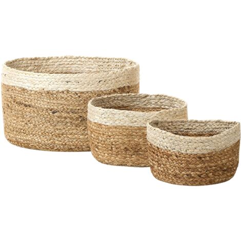 Set of 3 Baskets TAJORI Jute Natural