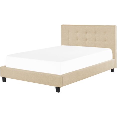 Modern Fabric Waterbed Frame EU King Size 5ft3 Tufted Beige La Rochelle