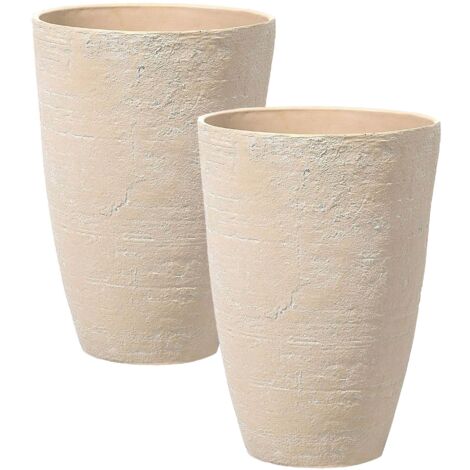 Set of 2 Plant Pots CAMIA 43 cm Beige