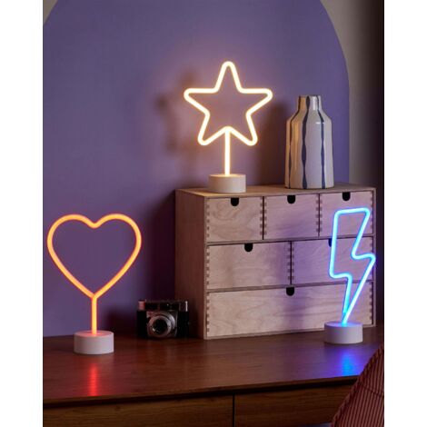 Set of 3 Neon LED Signs FLORETTA Multicolour