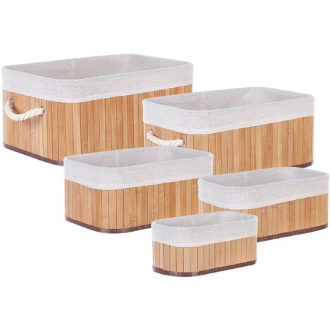 Set of 5 Baskets TALPE Bamboo Wood Light Brown
